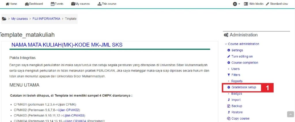 Cara Melakukan Backup Mata Kuliah Dan Nilai Di LMS Solusi - Universitas Siber Muhammadiyah